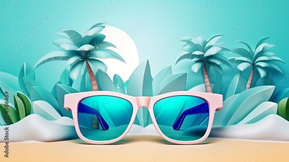 Summer time fun concept design. Creative background of landscape ...