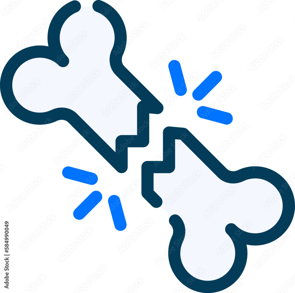 The bone crack icon. The icon is commonly used to indicate the presence ...