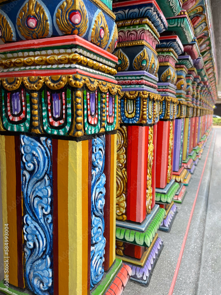 Traditional Indian style art. Bright colorful columns, part of the ...