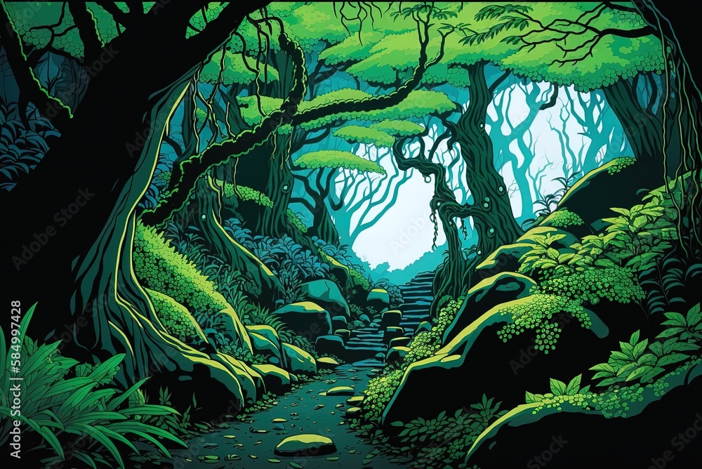 Stunningly lush green forest in Yakushima, Japan, home to many rare and ...