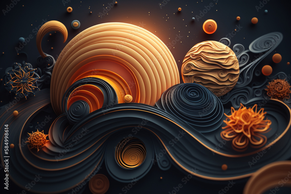 abstract paper quilling space, spacetime and constellations, stars and ...