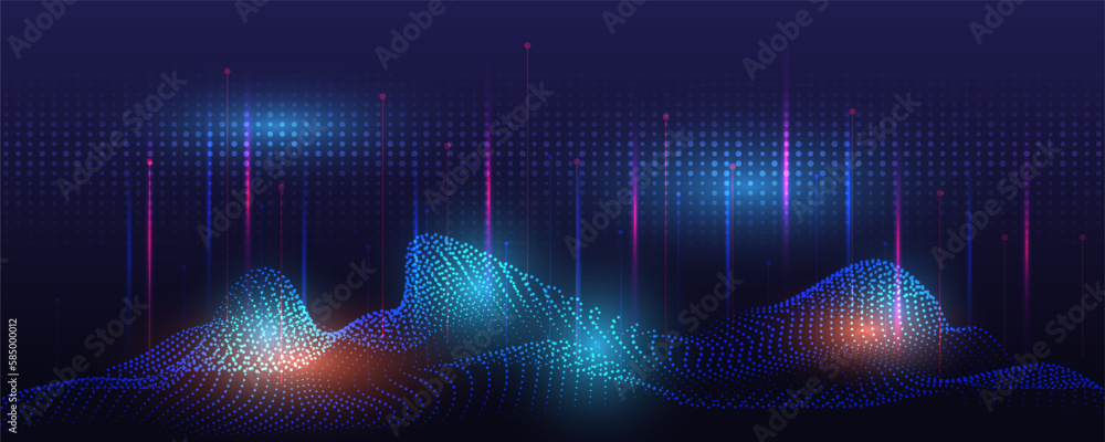 Abstract technology background 3D big data visualization. Hi-tech ...