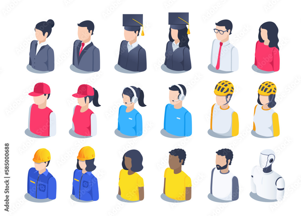 isometric vector illustration isolated on white background, people ...