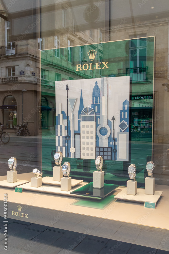 Rolex logo sign and brand text of display advertising watches Swiss ...