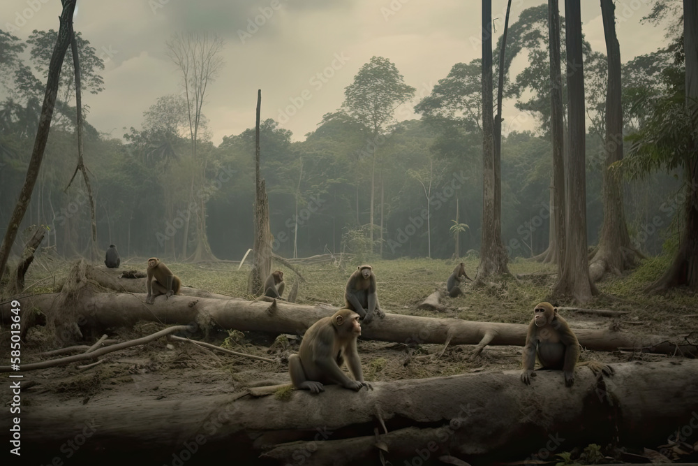 monkeys deforestation rescue, generated AI, generated, AI Stock ...