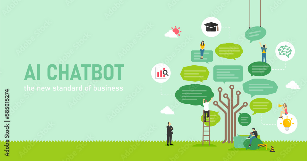 AI chatbot , AI chat apps vector banner illustration Stock Vector ...