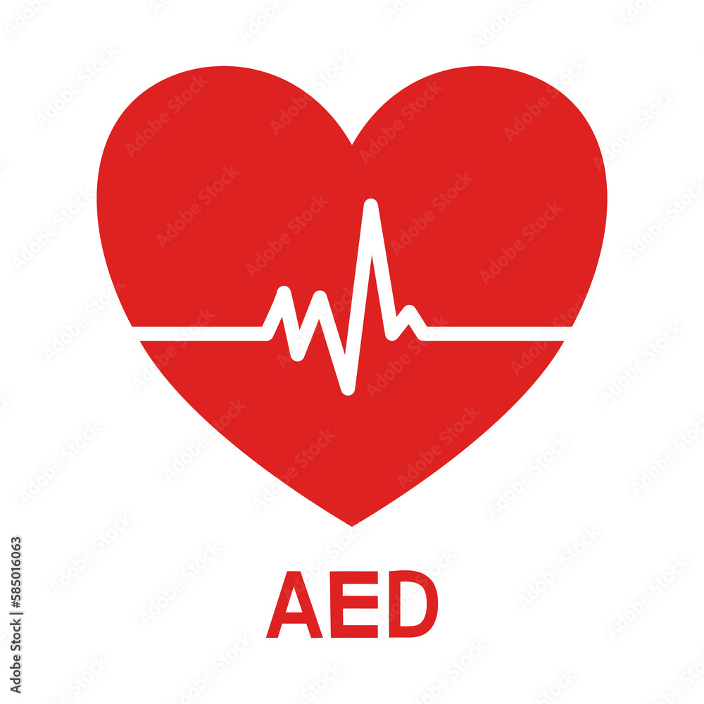 AED icon with heart on transparent background. Stock Illustration ...