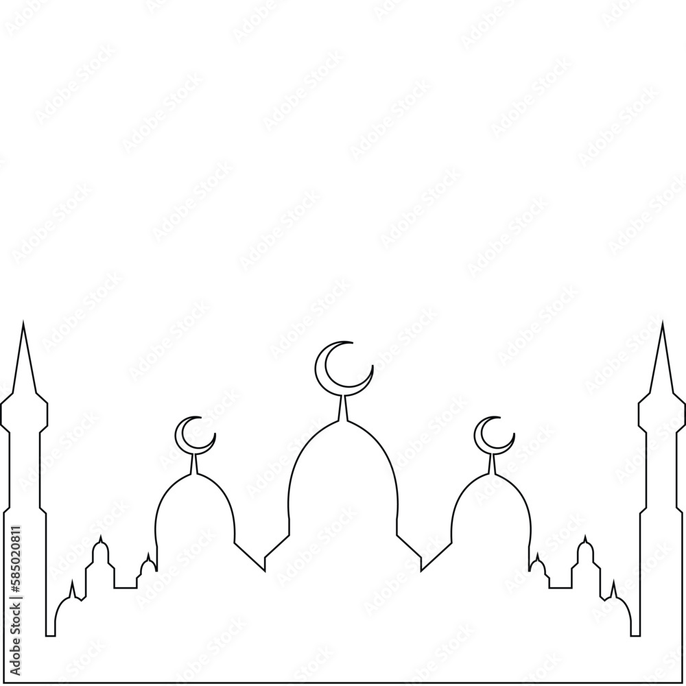 Illustration vector graphic of mosque background with domes and ...