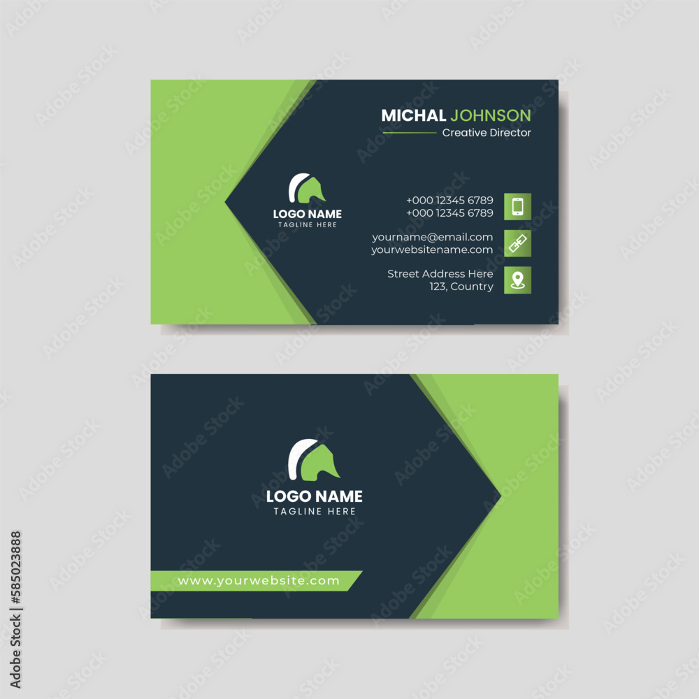 Double-sided creative business card template. landscape orientation ...