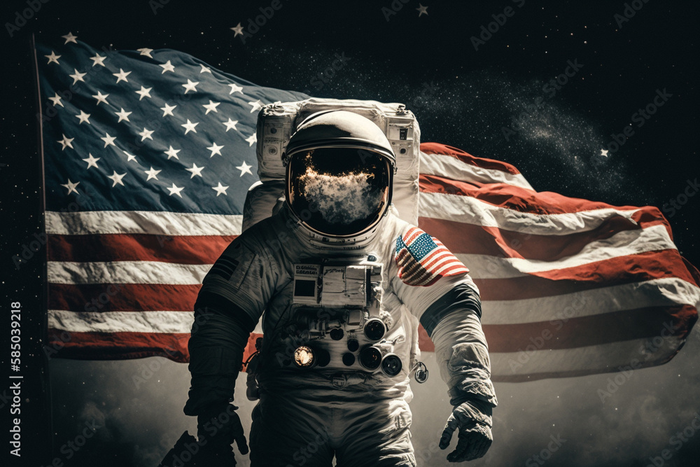 Cosmonaut or astronaut in a spacesuit on the moon surface with the ... Cosmonaut or astronaut in a spacesuit on the moon surface with the ...