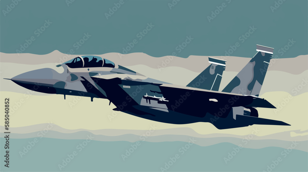 Vetor de Military fighter jet. Vector art illustration of airplane ...