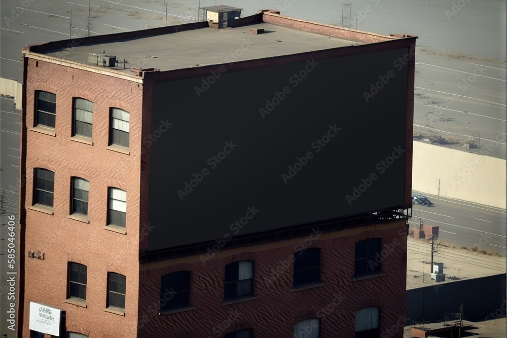 Huge blank billboard mockup occupying part of wall of high-rise ...