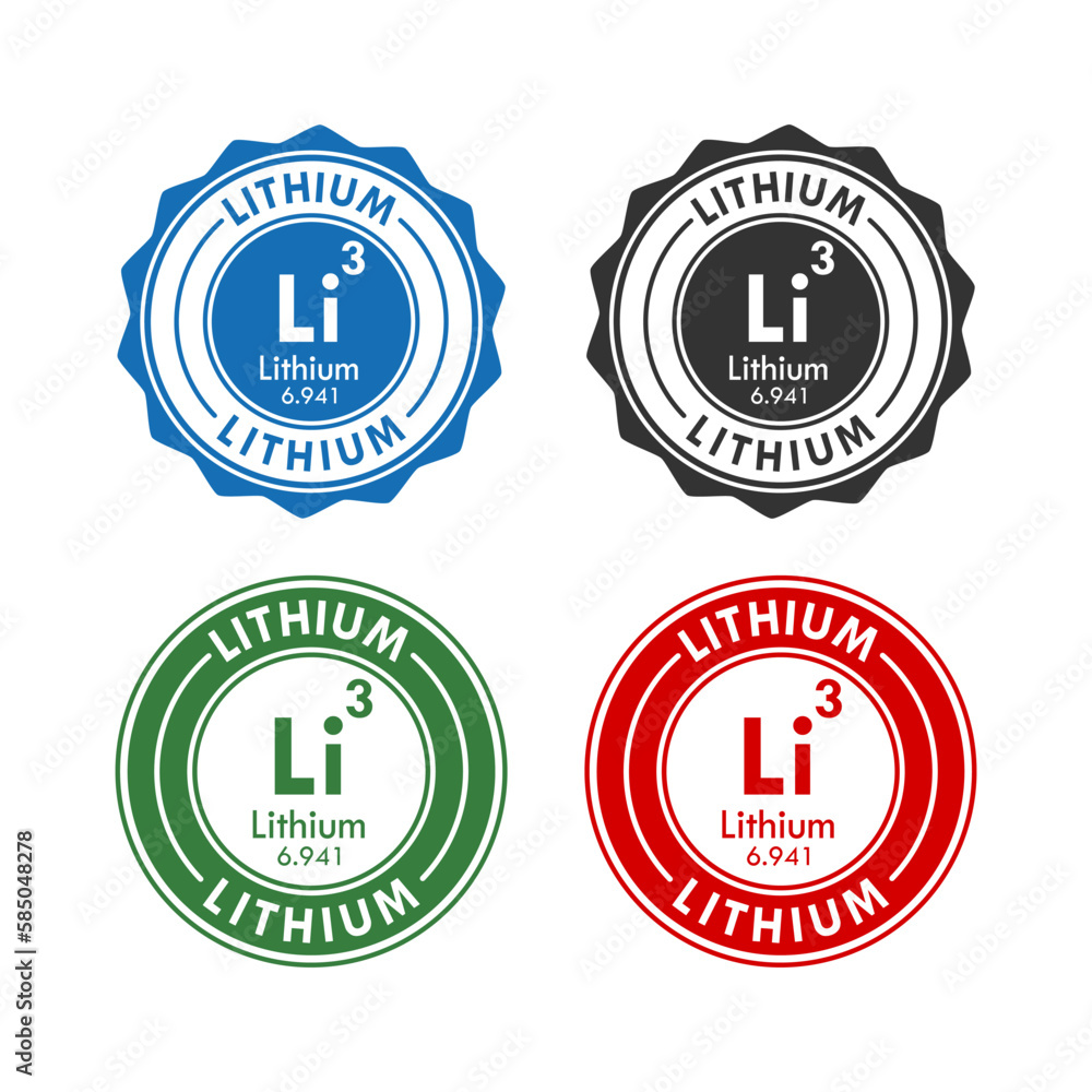 lithium icon set. vector illustration in 4 colors options for web ...