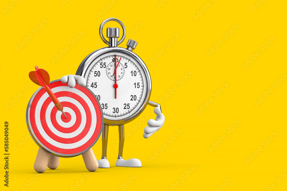 Modern Stopwatch Cartoon Person Character Mascot with Archery Target ...
