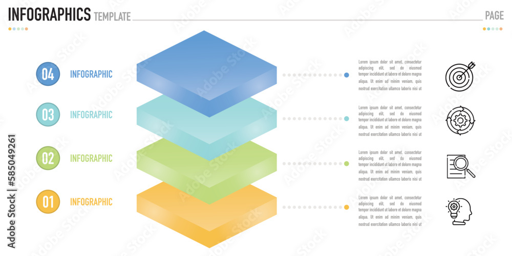 3D isometric infographic template, element with 4 step process option ...