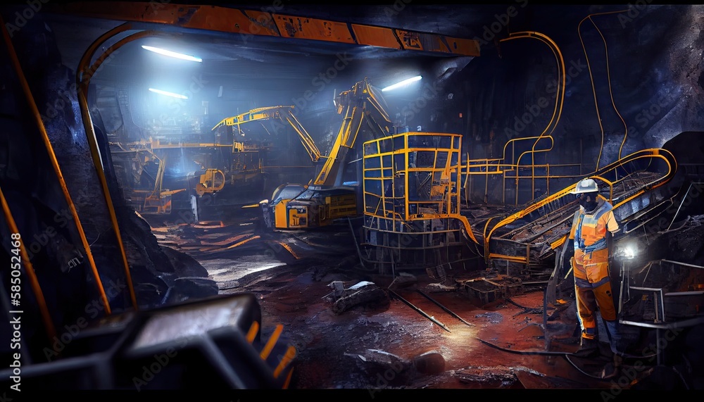 Underground mining Coal mining in mine Miner in underground mine on ...