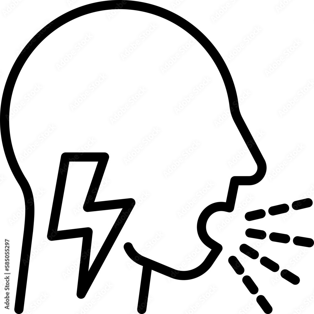 Wheezing thin icon. Asthma symptom. Modern vector illustration. Stock ...