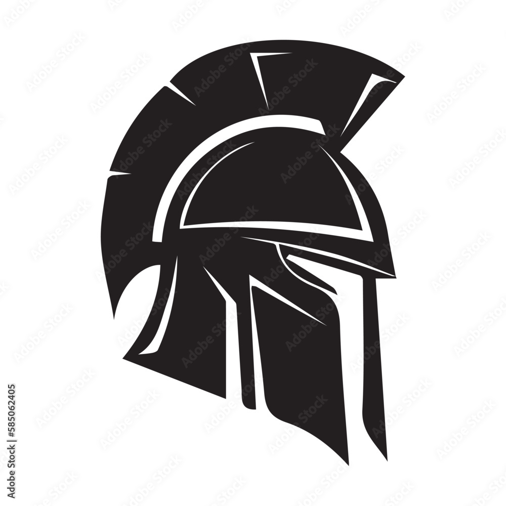Spartan helmet vector art icon. Symbol of strong armor. Gladiator head ...