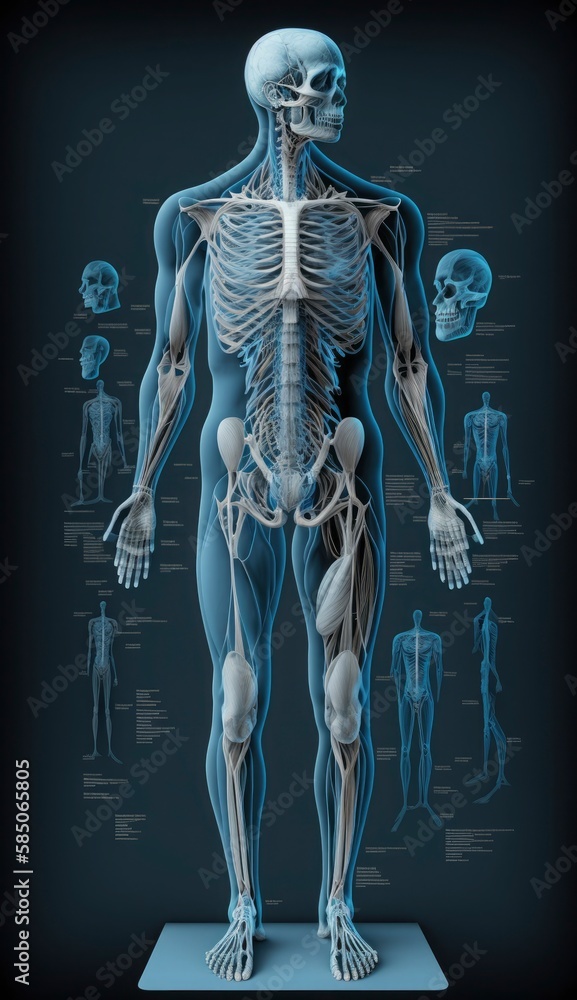 full Human body anatomy. 3d rendering, anatomical drawing, body ...