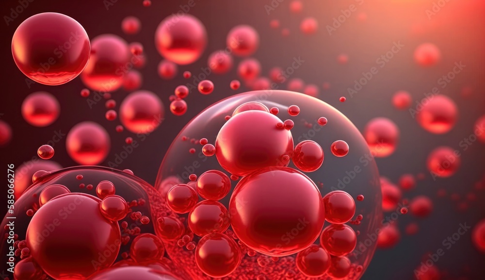 3d rendering of Human cell or Embryonic stem cell, Red Cancer cells ...