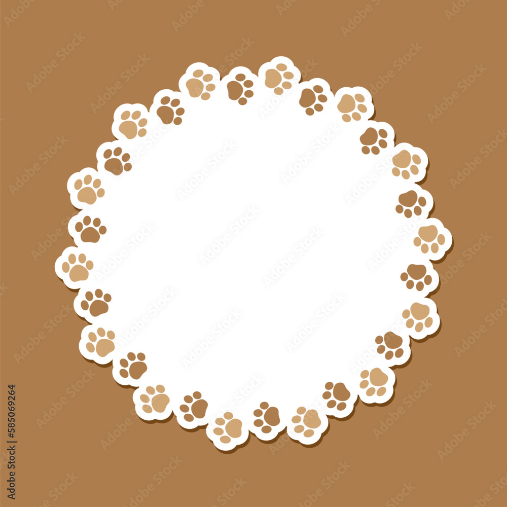 Round frame made of animal paw prints with empty space for your text ...