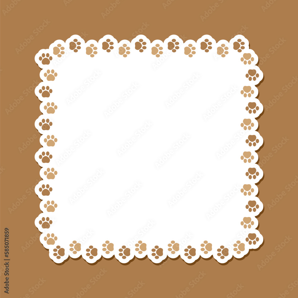 Square frame made of animal paw prints with empty space for your text ...