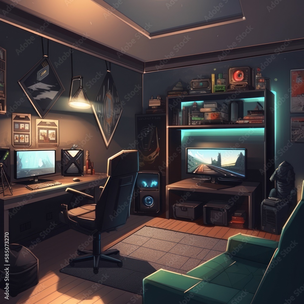 Gaming Room Design Ideas Stock Illustration | Adobe Stock
