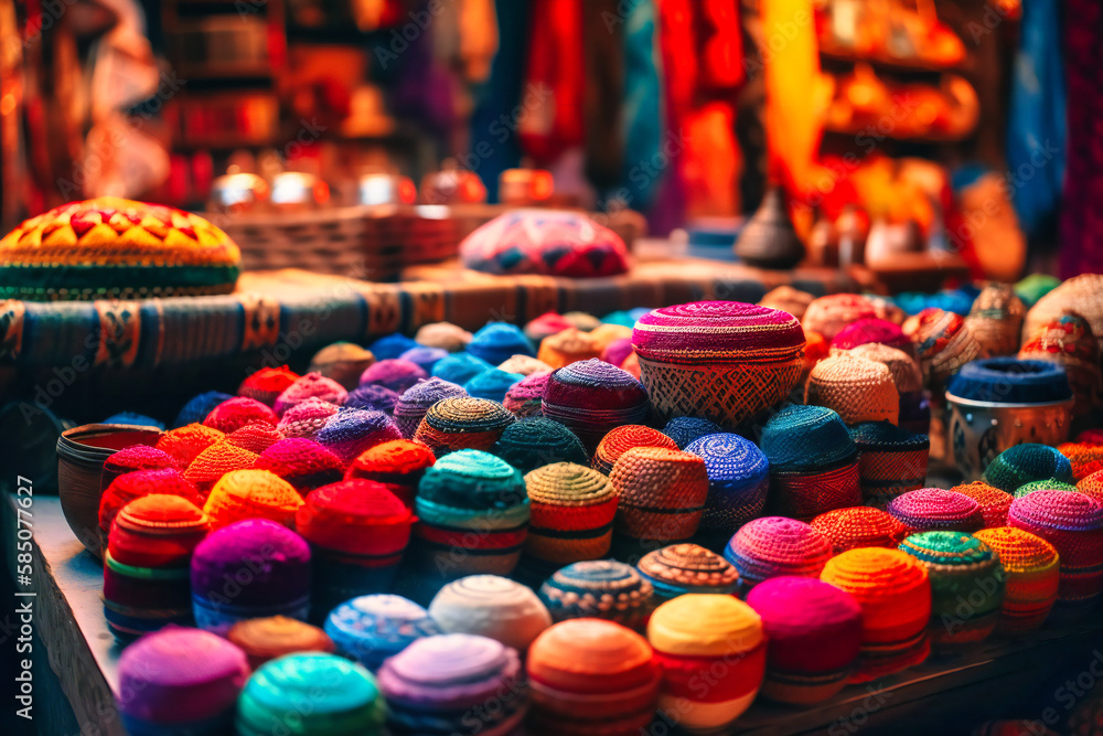 The colorful and exotic markets of Marrakech in Morocco offer a vibrant ...