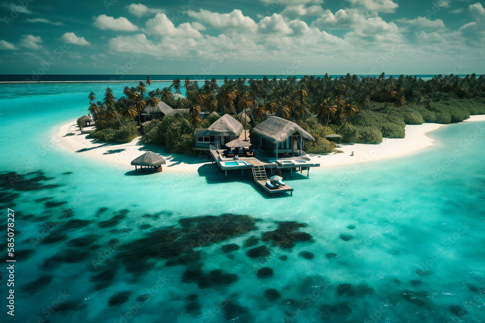 The pristine white sand beaches and turquoise waters of the Maldives ...