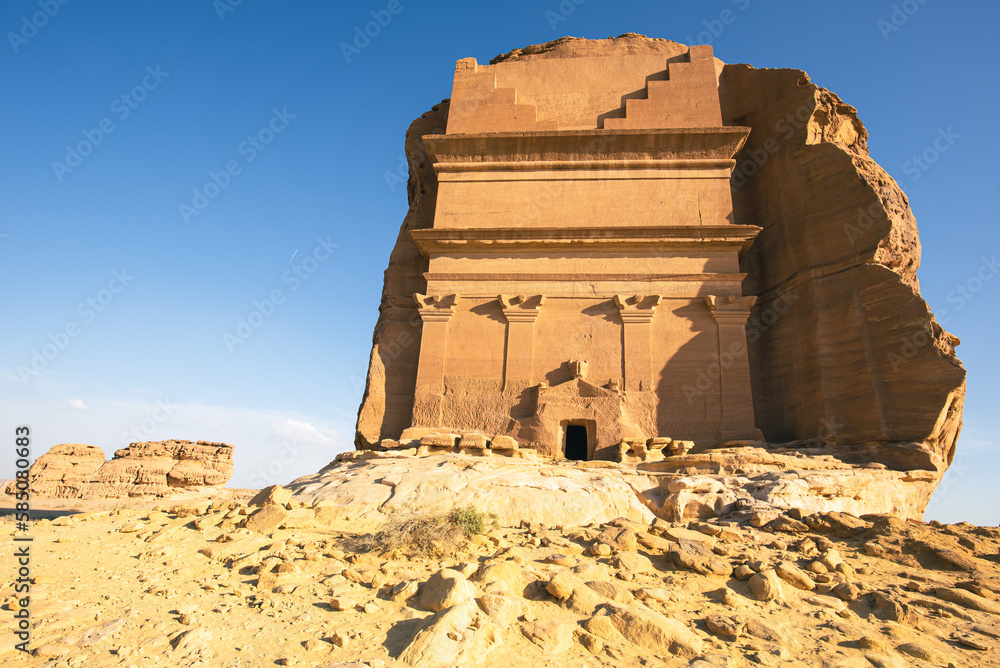 Nabataean tombs in Maidan Saleh near Al Ula in Saudi Arabia Stock Photo ...