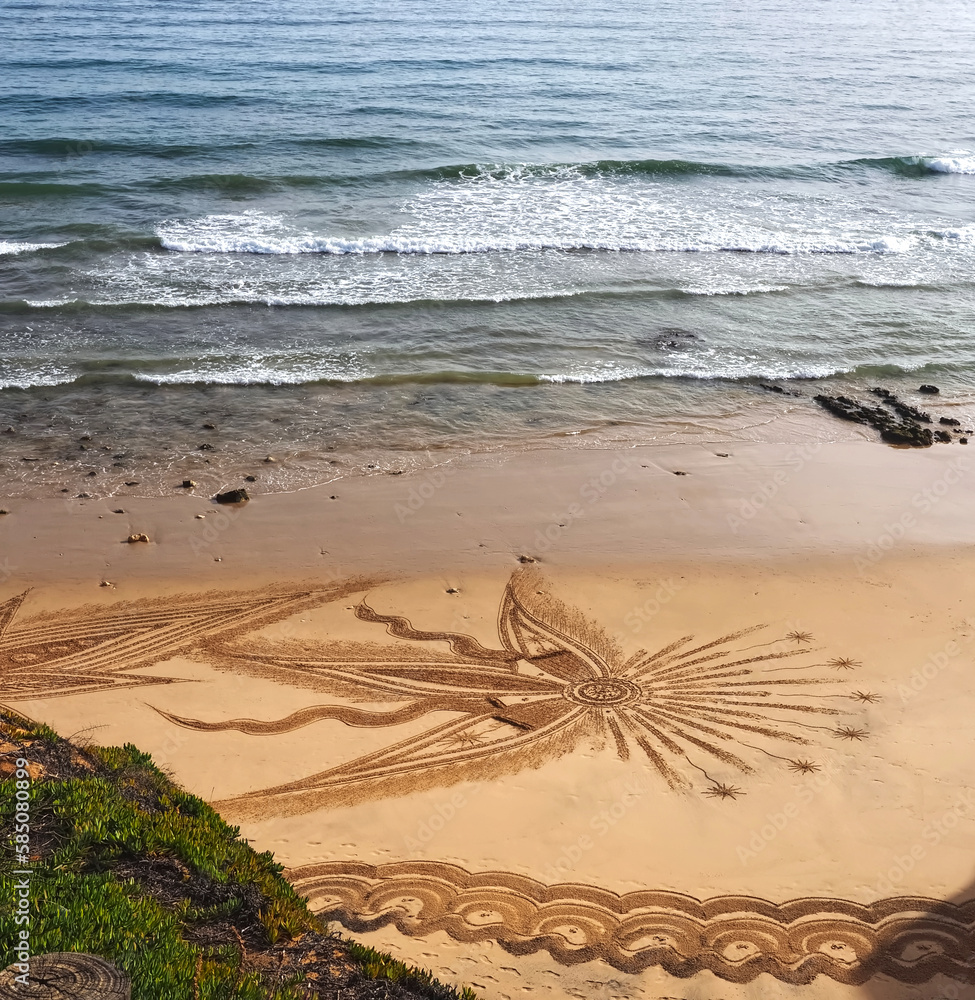 Beautiful beach mandala in Albufeira in Portugal Praia Maria Luisa ...
