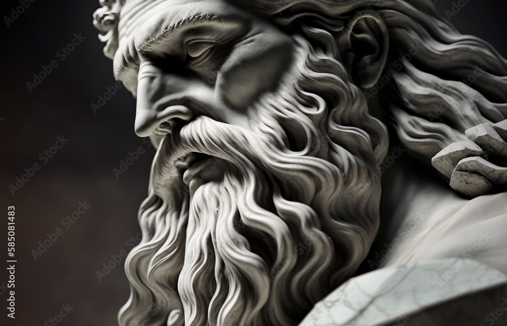 The ancient marble portrait of man with beard. zeus statue. Ancient ...