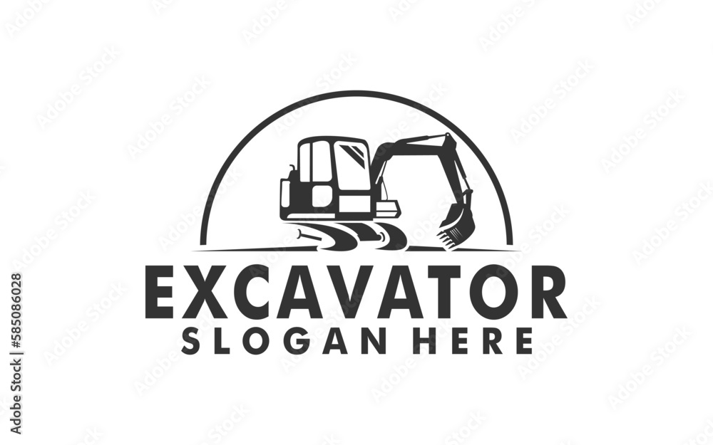 Excavator construction logo design, excavator logo element heavy ...
