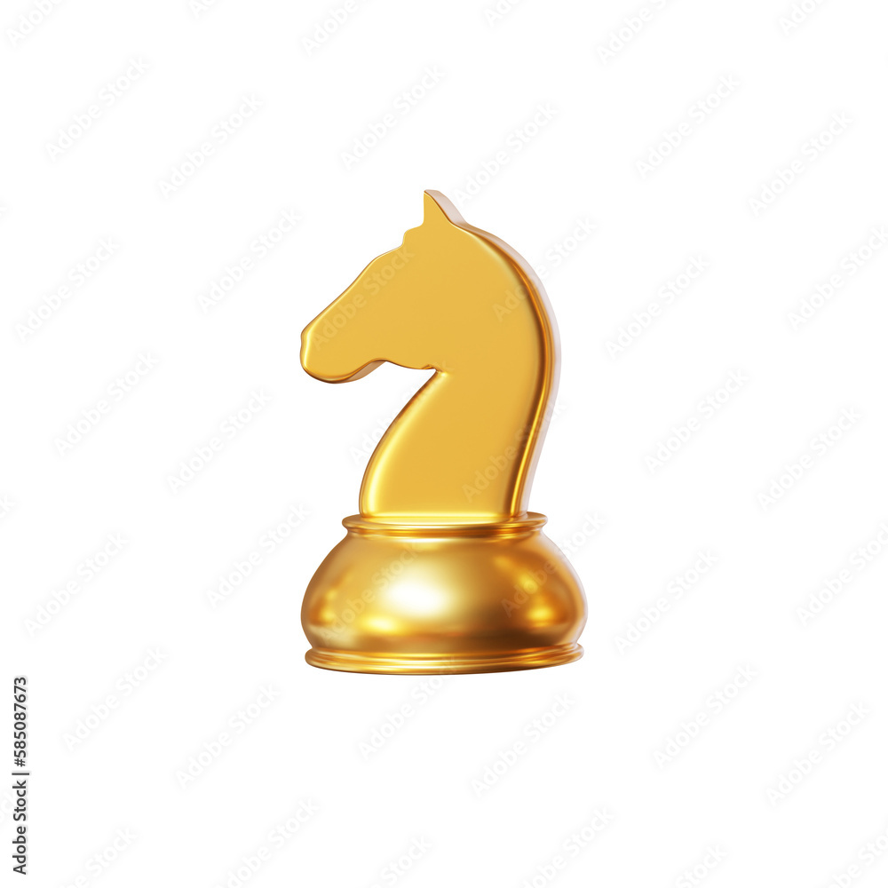3d gold chess piece knight on isolated background. Chess Strategy for ...