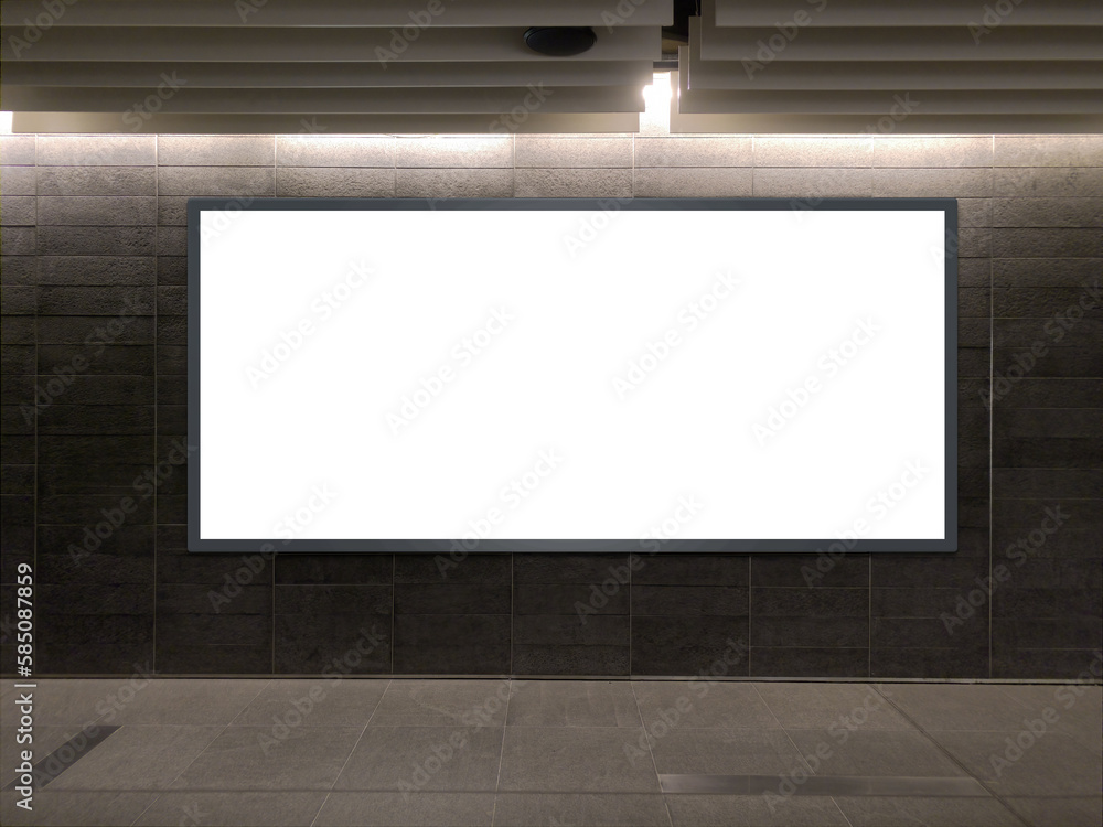Horizontal blank advertising banners posters mockup in underground ...