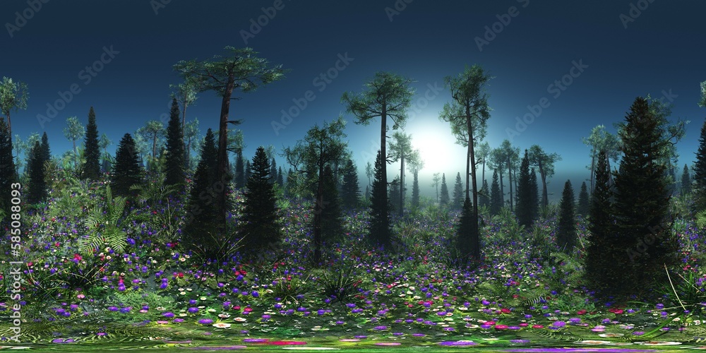 Forest at dawn, HDRI, environment map , Round panorama, spherical ...
