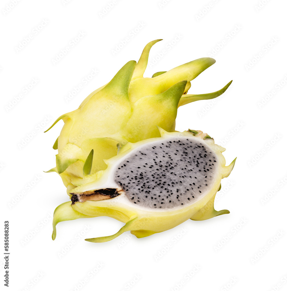 Yellow Dragon fruits isolated on transparent background (.PNG) Stock ...