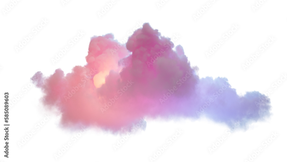 3d render, glowing colorful soft cloud isolated on white background ...