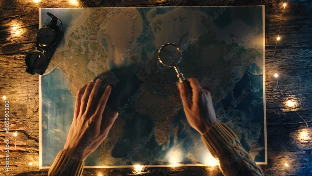 Looking at world map in the night Stock Video | Adobe Stock
