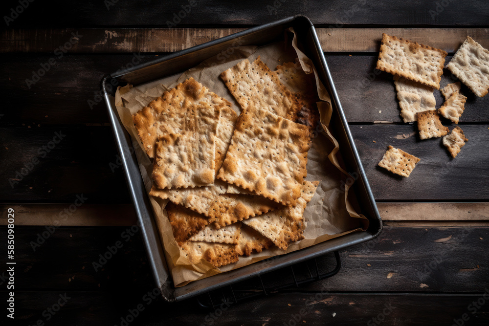 Traditional matzah bread a food eaten during passover. Generative ai ...