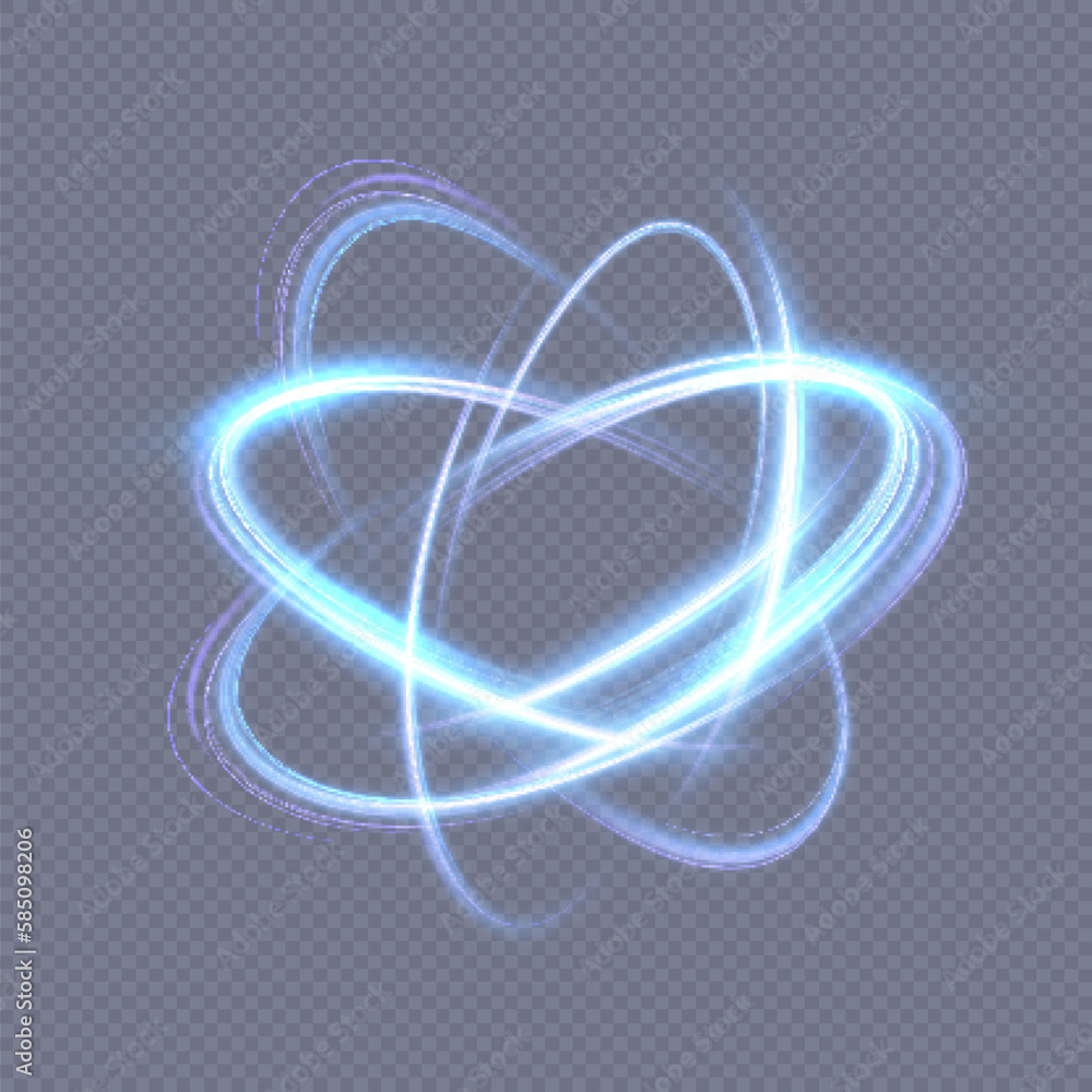 Atom particle light effect. Atom structure science sign. Gradient atom ...