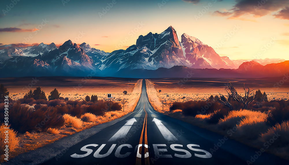 succesful way, road to success and achievement in business concept ...