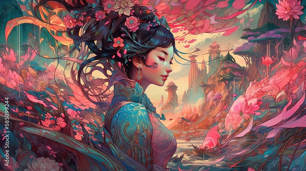 Illustration of abstract and fantasy art, created as a generative ...