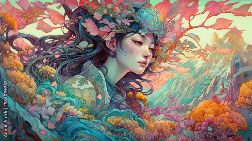 Illustration of abstract and fantasy art, created as a generative ...