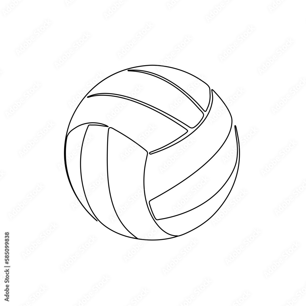 Volleyball one line art. Continuous line drawing of ball. Stock Vector ...