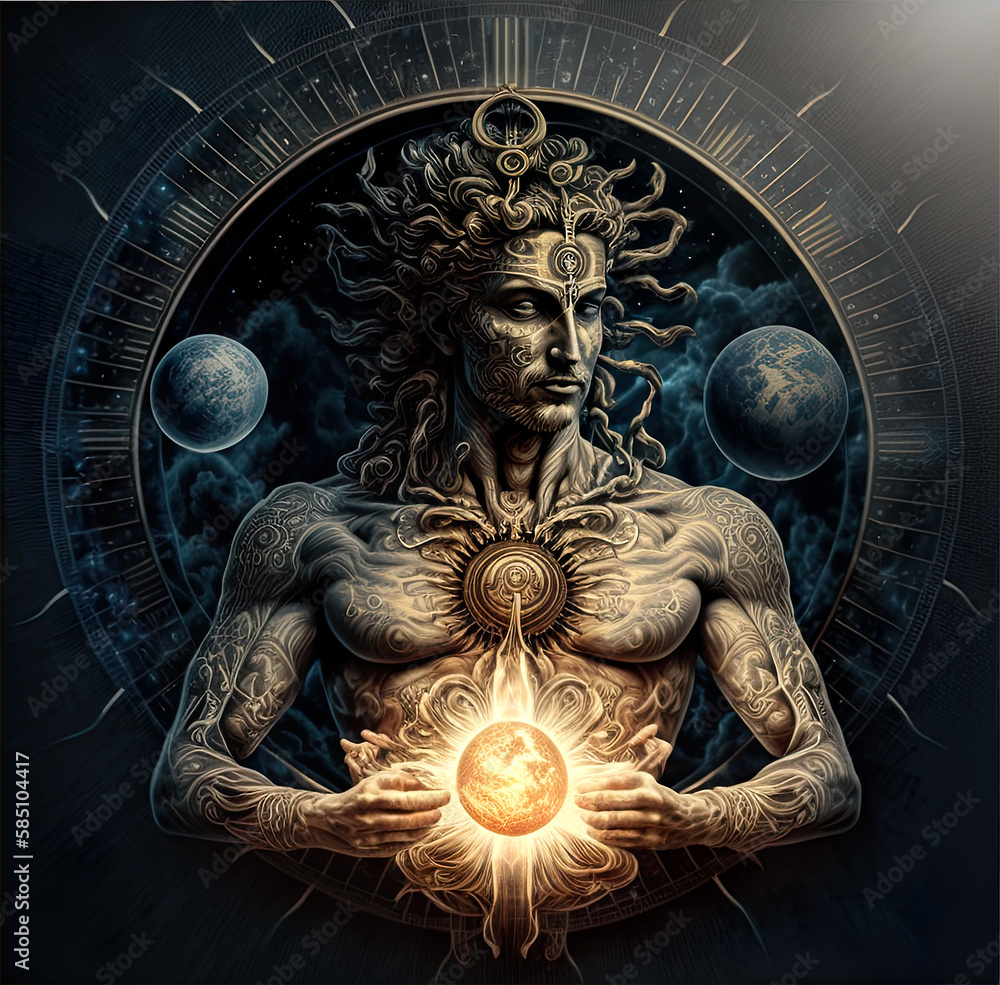 God creates the earth. Concept on the theme of the creation of the ...