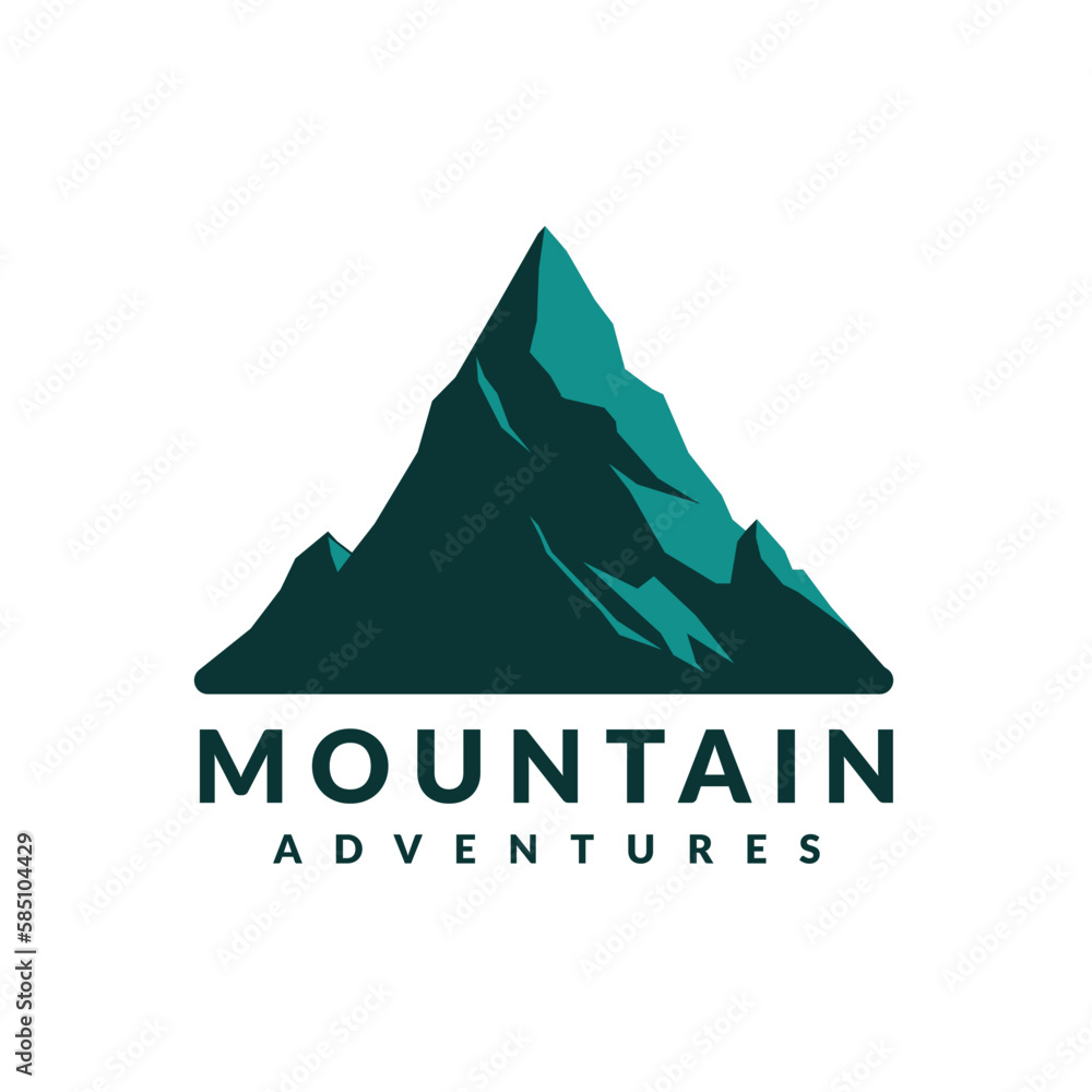 mountain logo flat design blue color vector illustration Stock Vector ...