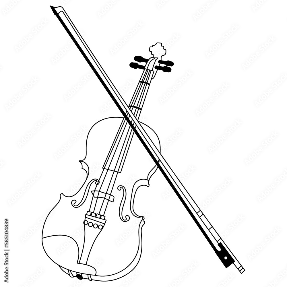 Violin. Vector illustration of a violin isolated on white. line drawing ...
