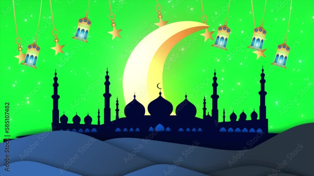 Ramadan Kareem And Eid Mubarak Green Screen Background.Eid Mubarak ...