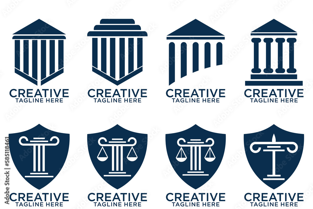 Law firm logo set. Law office logotypes set with scales of justice ...